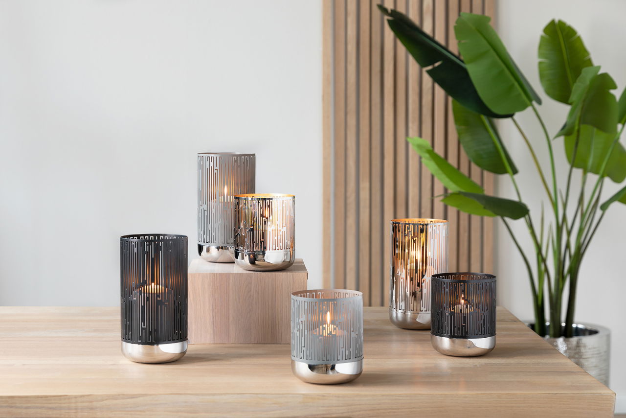 Fink Windlicht BRIANO | B/H/T ca. 13,00x15,00x13,00 | grau | 1390576